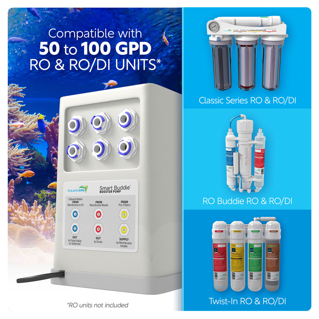 Aquatic Life Smart Buddie Booster Pump for 50-100 GPD Reverse Osmosis ...